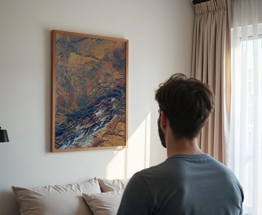 Stoic Earth Tone Landscape Print, Aerial Wall Art, Mountain Framed ...