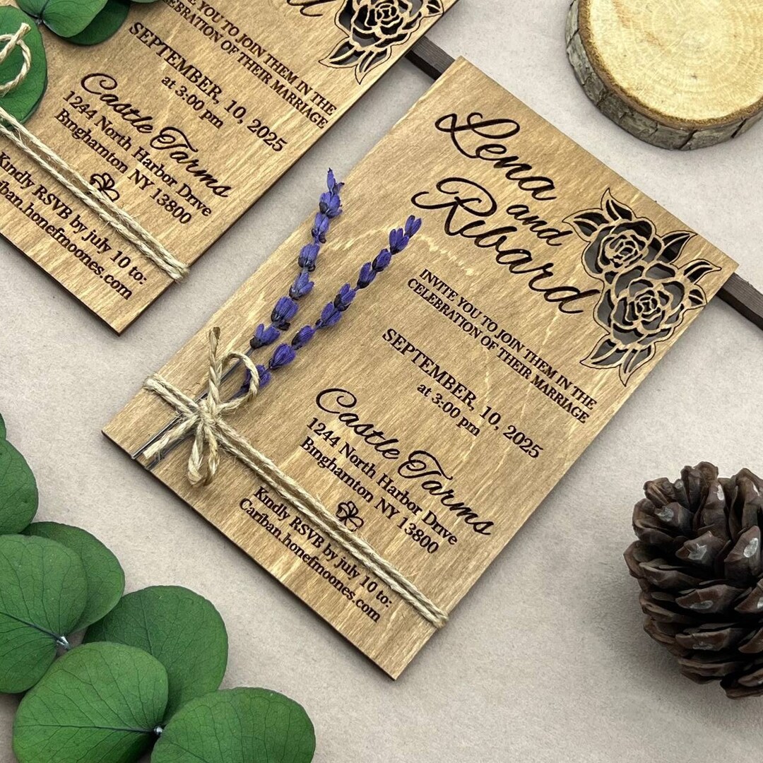 Handmade Wooden Wedding Invitation, Wedding Invitation, Rustic Wedding ...