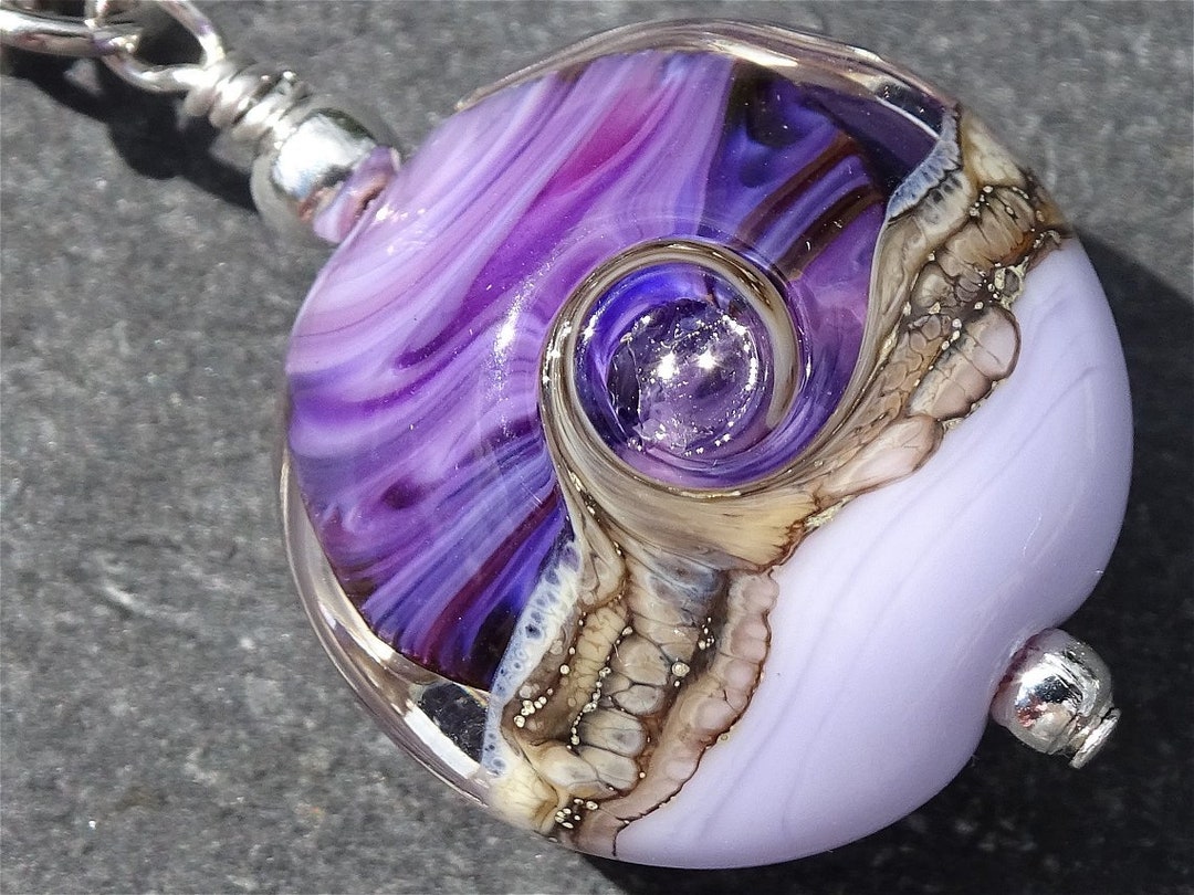 Beach Wave Necklace in Purple Lampwork Bead Pendant Necklace - Etsy