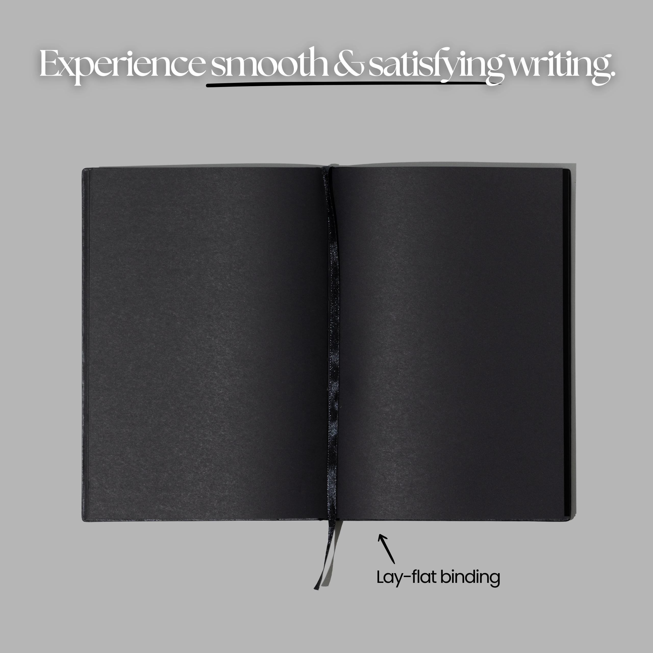 Black Paper Notebook A5 | Luxury Hardback Journal | All Black Notebook ...