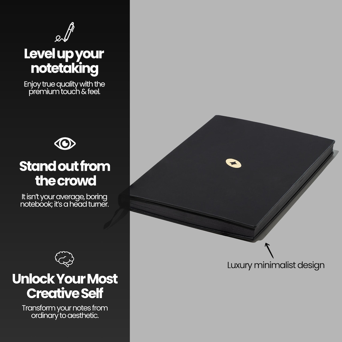 Black Paper Notebook A5 | Luxury Hardback Journal | All Black Notebook ...