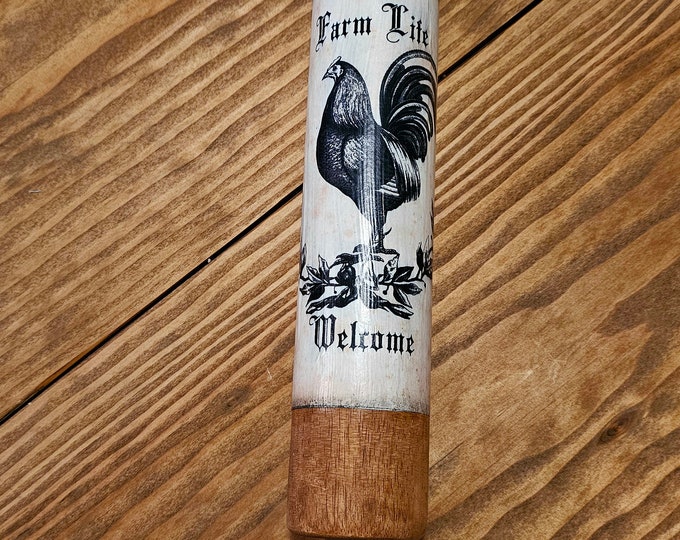Rustic Primitive Chicken Rolling Pin With Black Handles *free Shipping ...