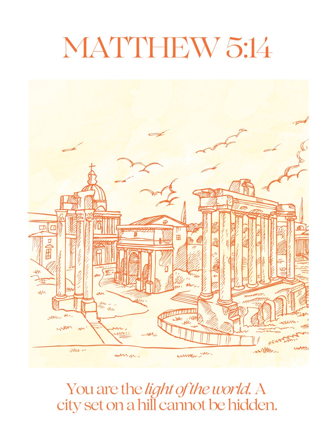 Orange Bible Verse Wall Print - Etsy