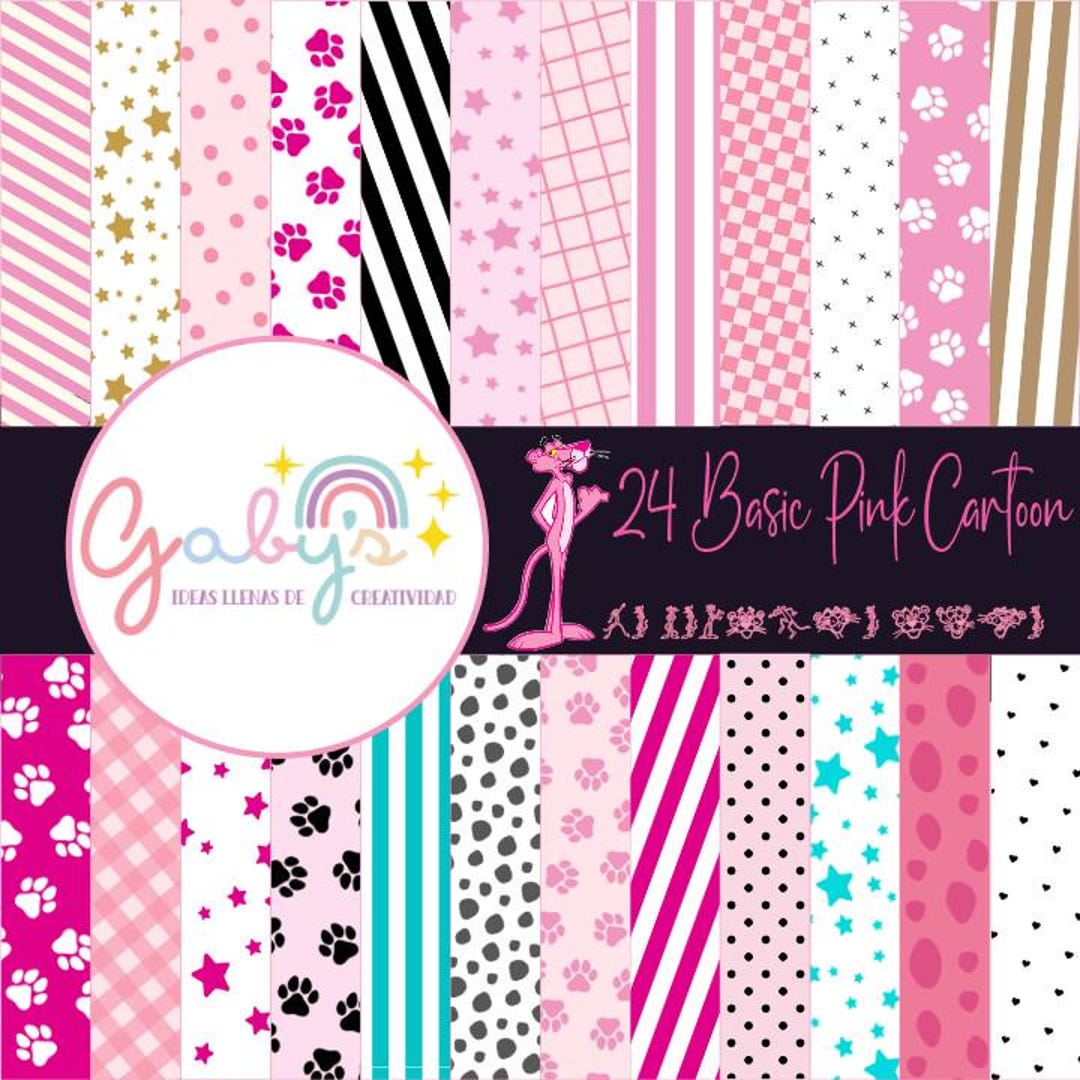 24 Basic Pink Cartoon Digital Paper Collection (pink Panther, Pink ...