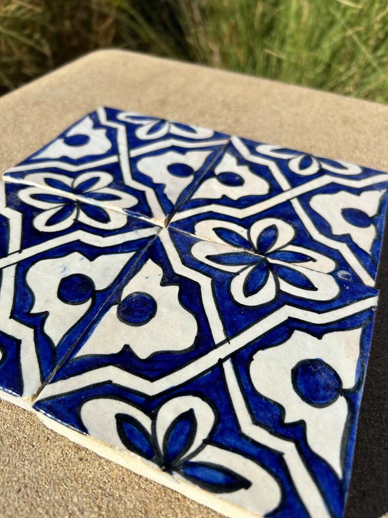 Decorative Zellige Tiles, Blue Moroccan Tiles, Handmade and Handpainted ...