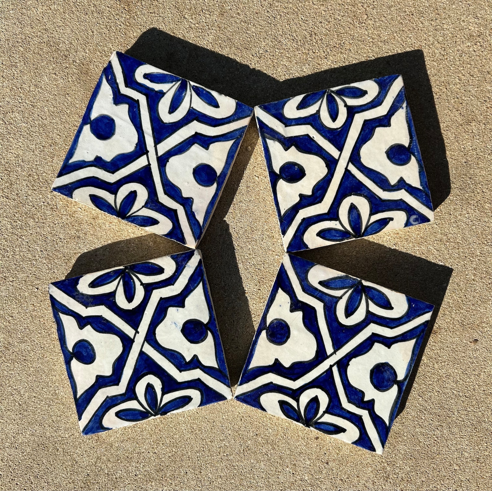 Decorative Zellige Tiles, Blue Moroccan Tiles, Handmade and Handpainted ...
