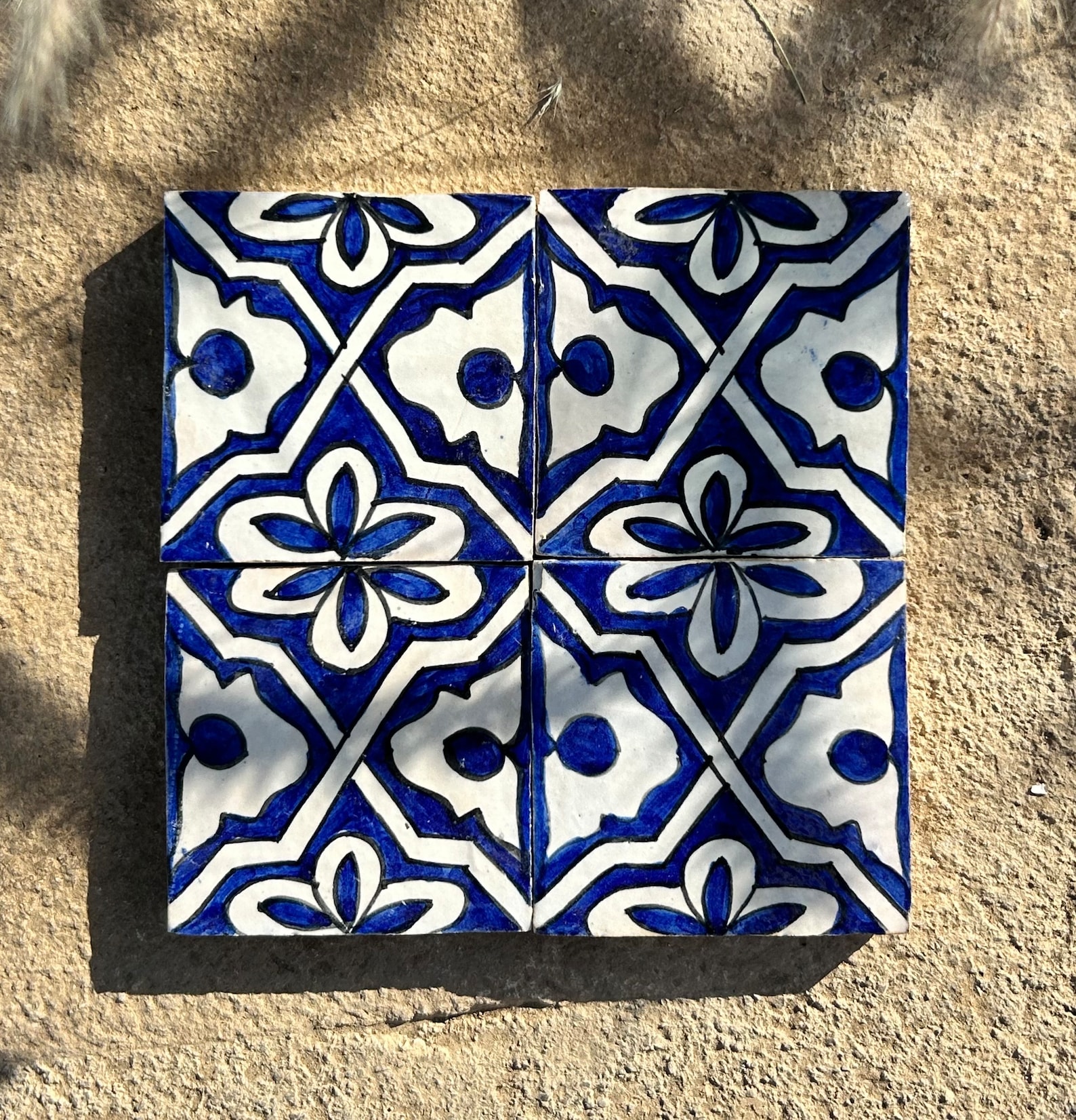 Decorative Zellige Tiles, Blue Moroccan Tiles, Handmade and Handpainted ...