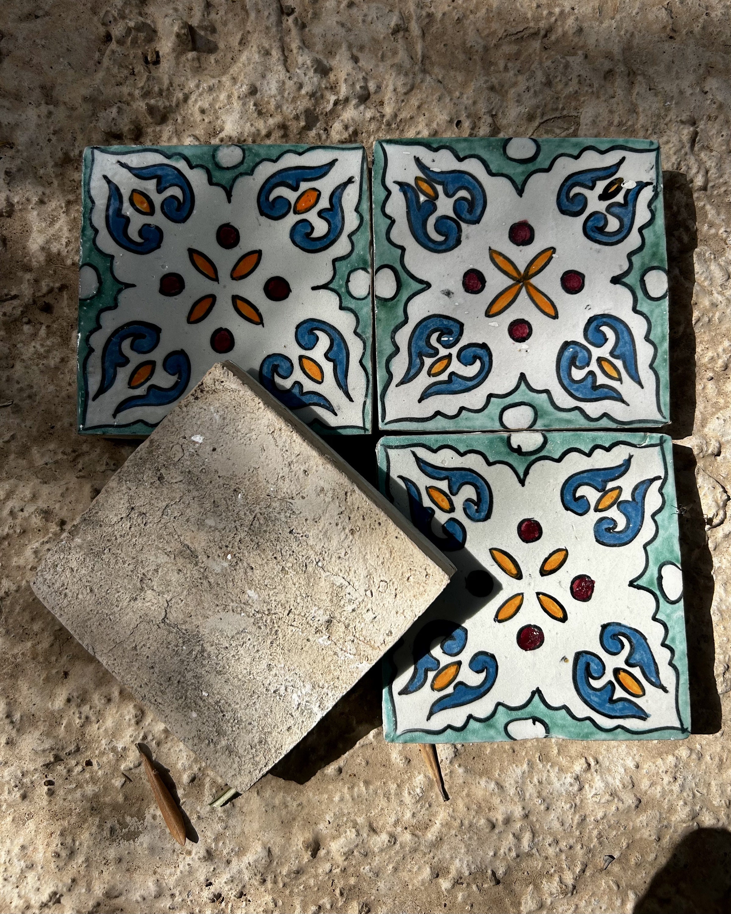 Moroccan Zellige Tiles, 4x4 Clay Tiles, Handmade and Handpainted ...
