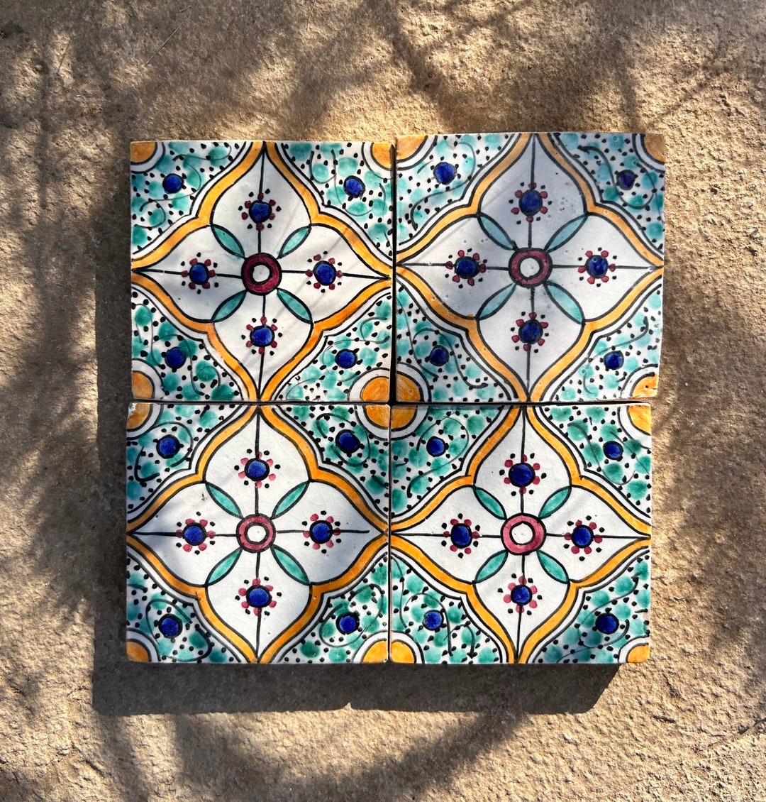 Moroccan Zellige Tiles, Moroccan 4x4 Tiles, Handmade and Handpainted ...