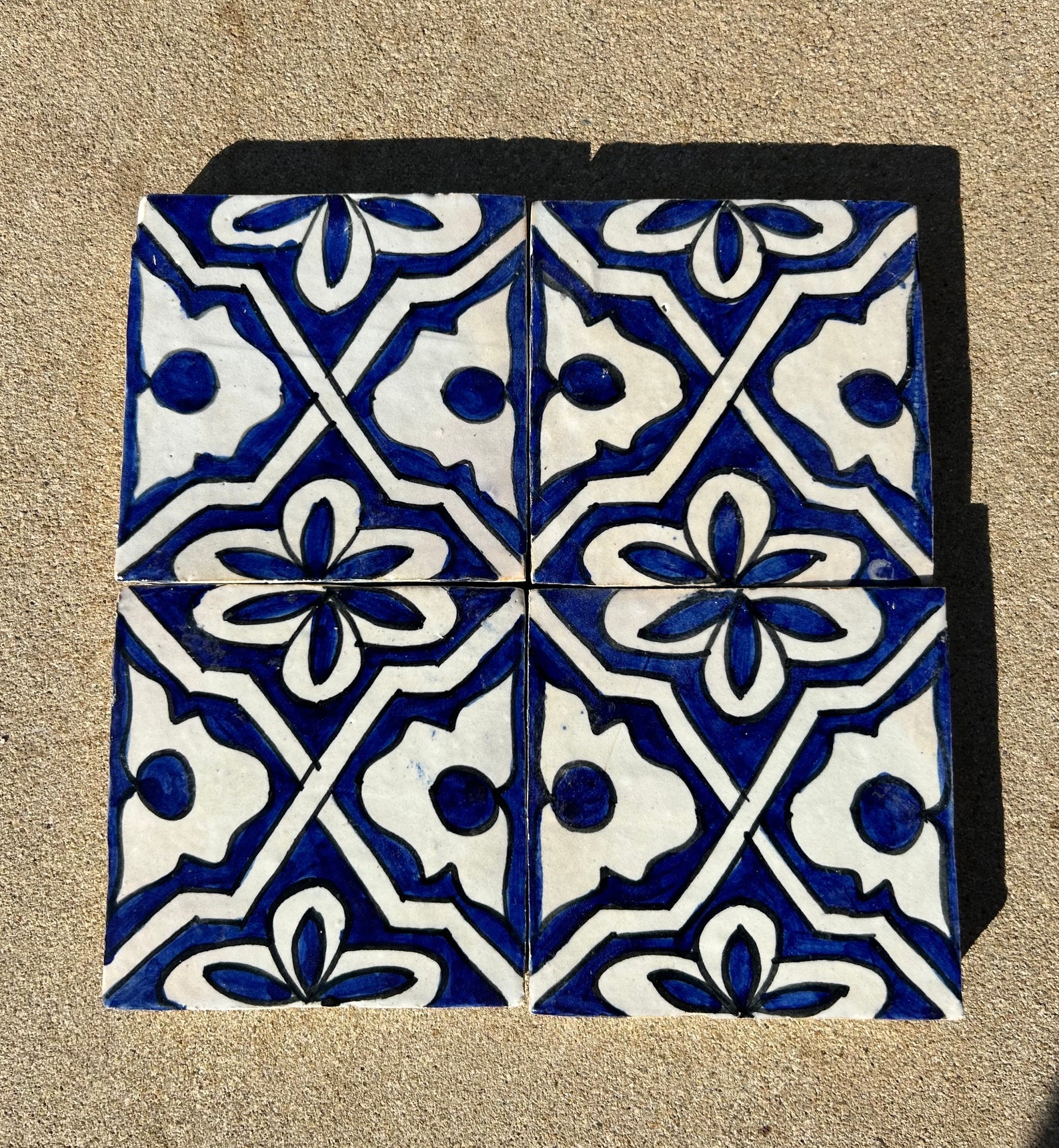 Decorative Zellige Tiles, Blue Moroccan Tiles, Handmade and Handpainted ...