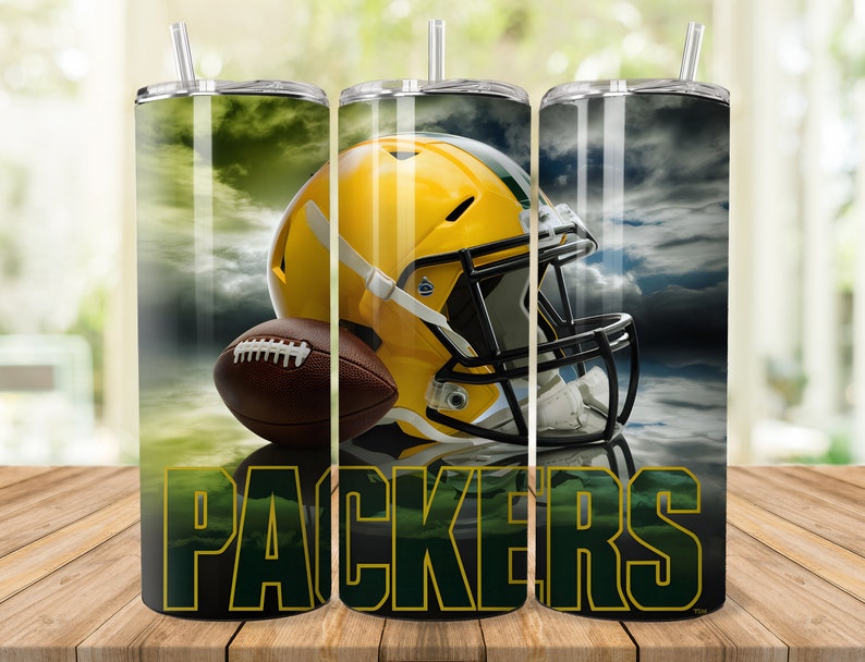 Green Bay 20oz Skinny Tumbler Wrap PNG, Sport 20oz Tumbler PNG, Mascot ...