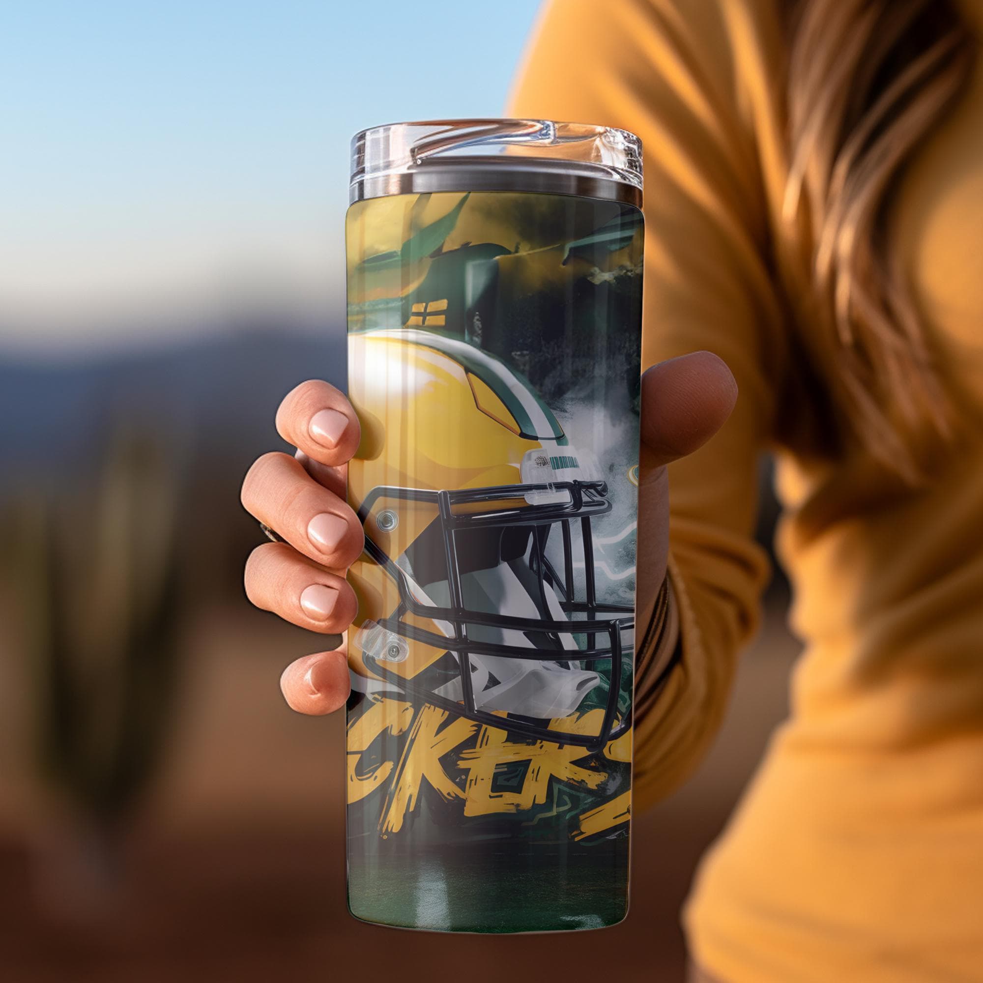 Green Bay 20oz Skinny Tumbler Wrap PNG, Sport 20oz Tumbler PNG, Mascot ...