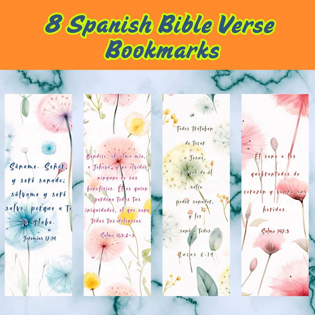 Spanish Bible Verse Bookmarks, Bookmark Set, Printable Bible Verse ...