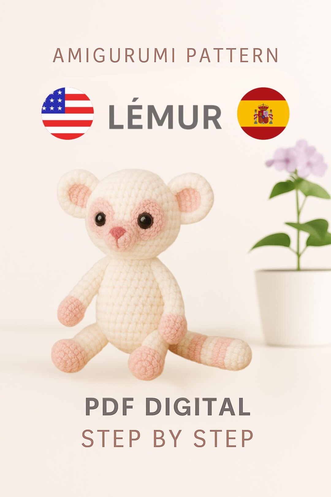 Crochet Lemur PATTERN, Amigurumi Plush Lemur Pdf Tutorial, Low Sew ...
