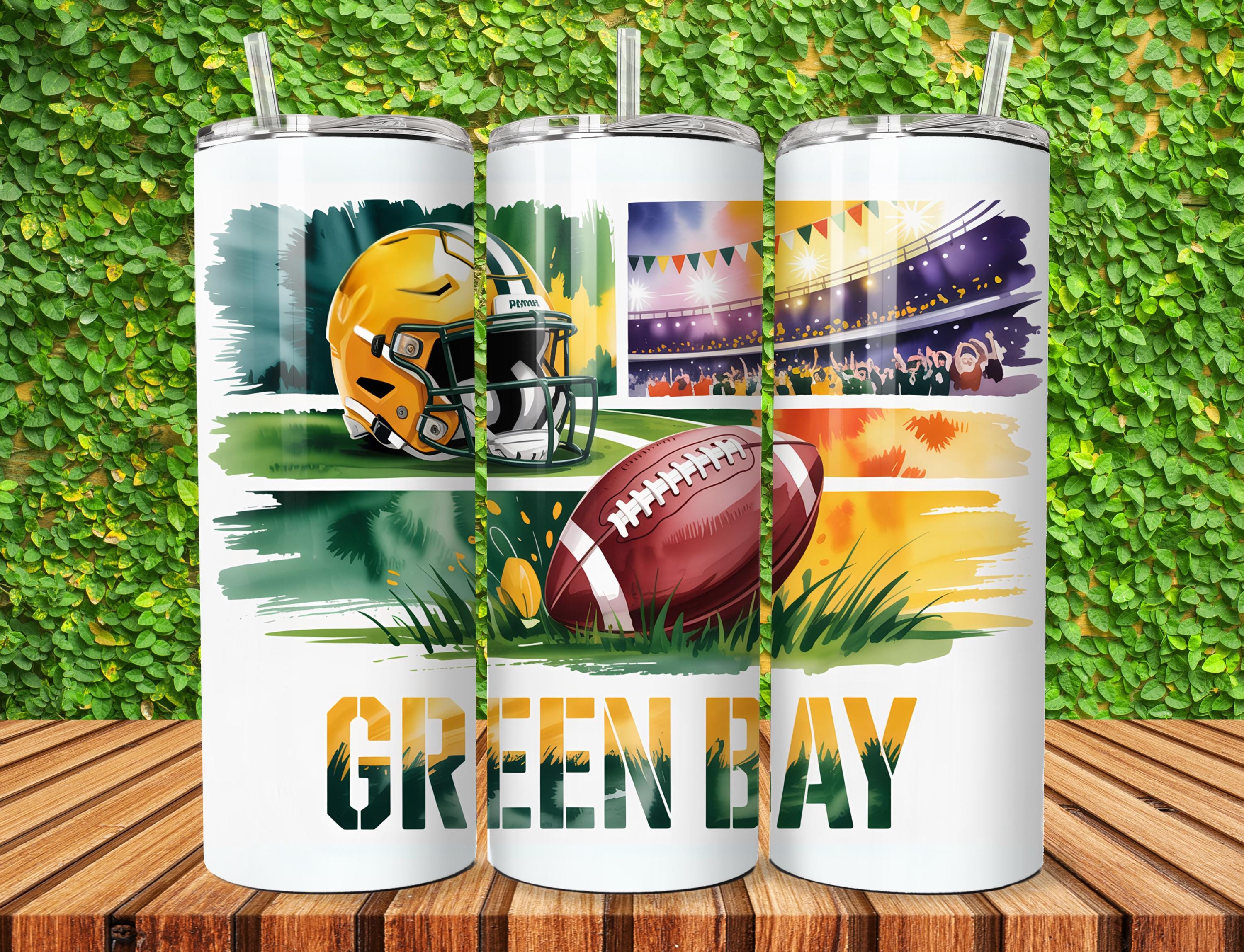 Green Bay 20oz Skinny Tumbler Wrap PNG, Sport 20oz Tumbler PNG, Mascot ...