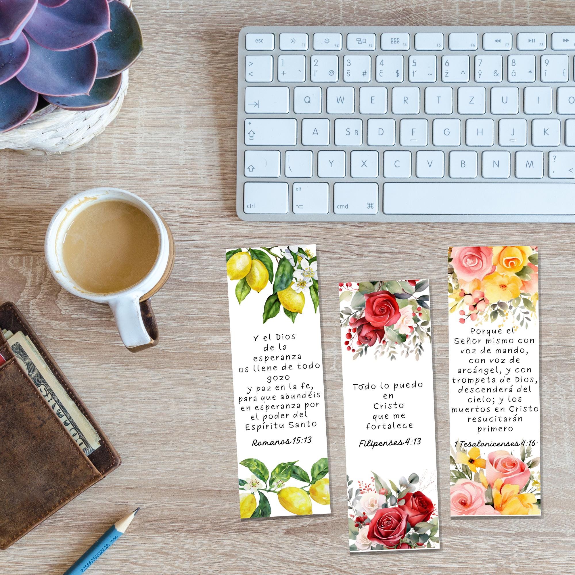 10 Spanish Bible Verse Bookmark Bundle, Printable Floral Bookmark ...
