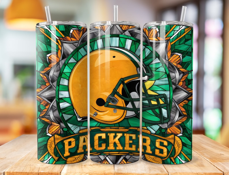 Green Bay 20oz Skinny Tumbler Wrap PNG, Sport 20oz Tumbler PNG, Mascot ...