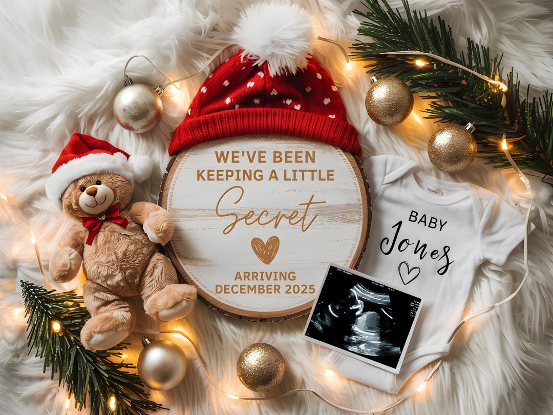 Christmas Pregnancy Announcement Holiday Digital Baby Announcement ...