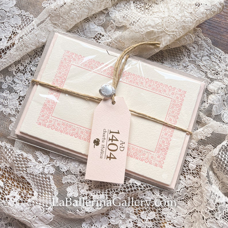 Italian Sheets and Envelopes 6 Letter Paper Card Set Pink Florentine ...