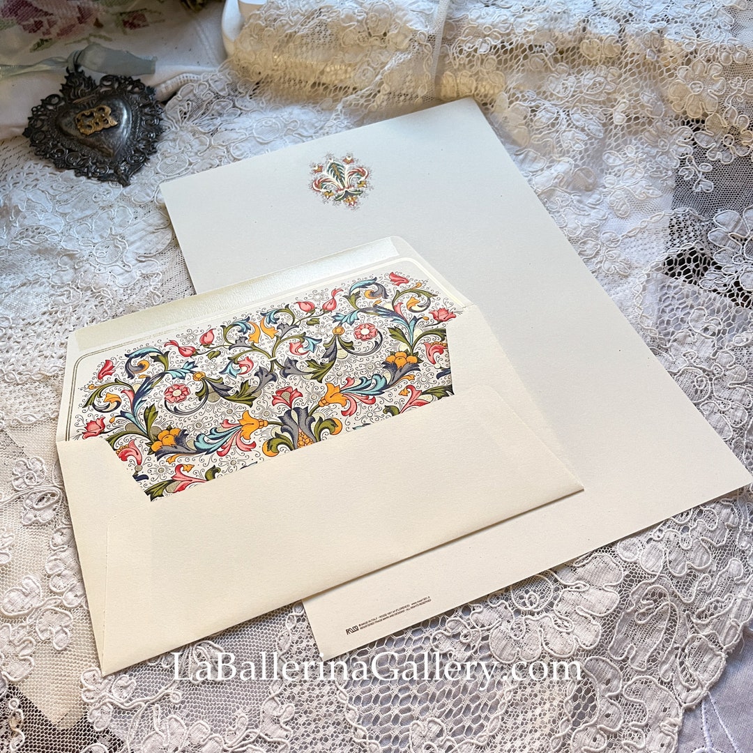 Italian Letter Paper Sheets and Envelopes 10 Red Green Wreath ...