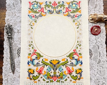 Italian Parchment Paper Certificate Diploma Print Old Florentine ...