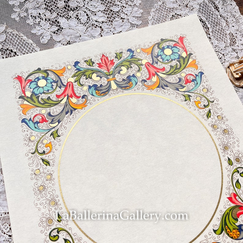 Italian Parchment Paper Certificate Diploma Print Old Florentine ...