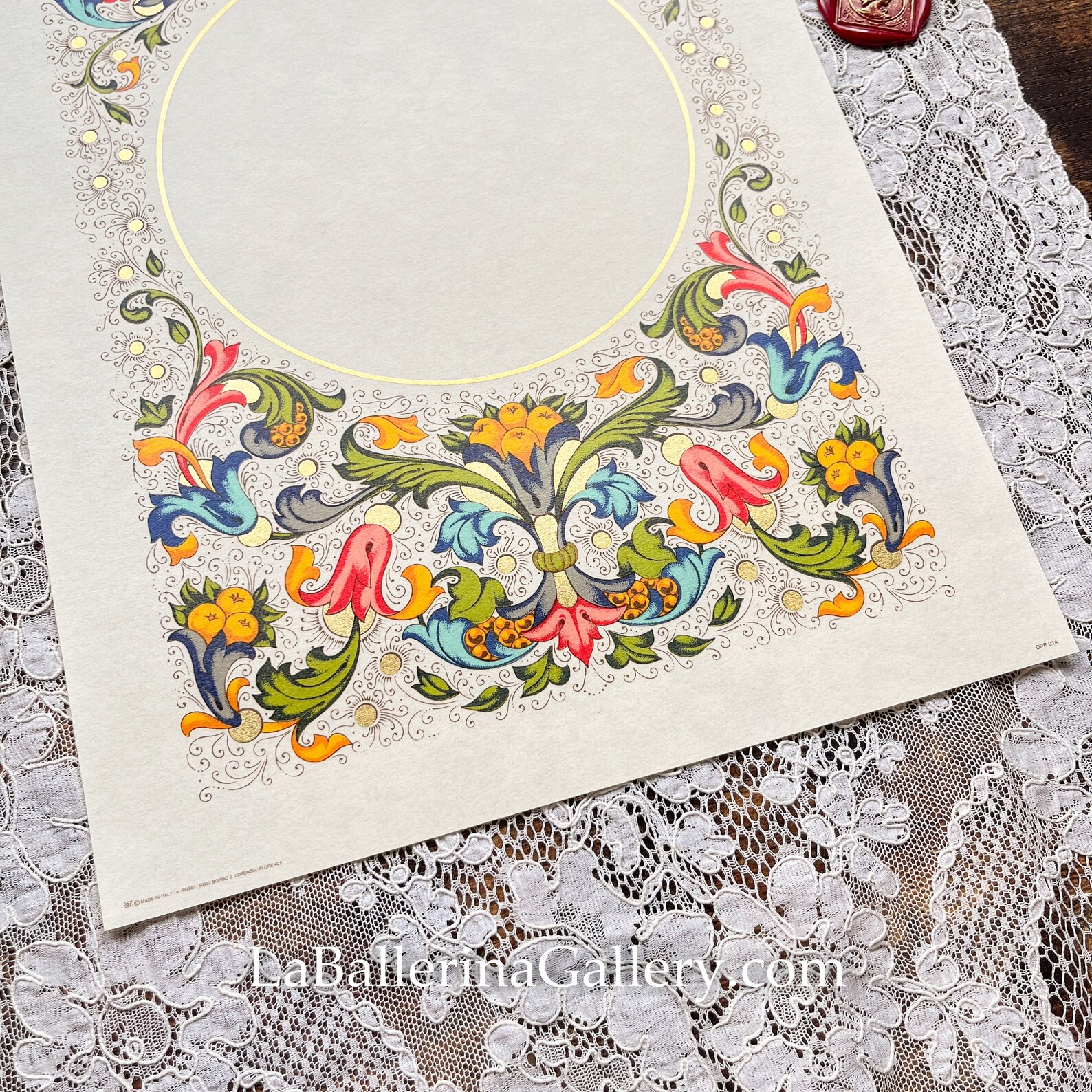 Italian Parchment Paper Certificate Diploma Print Old Florentine ...