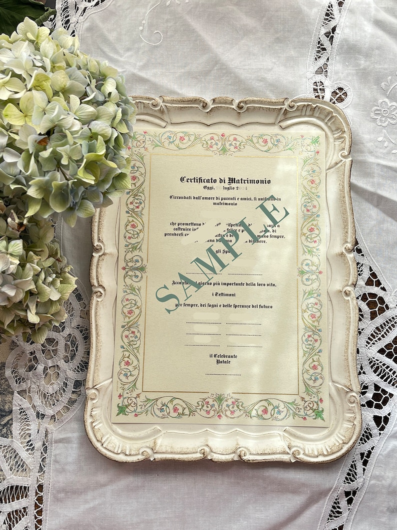 Italian Parchment Paper Certificate Diploma Print Old Florentine ...