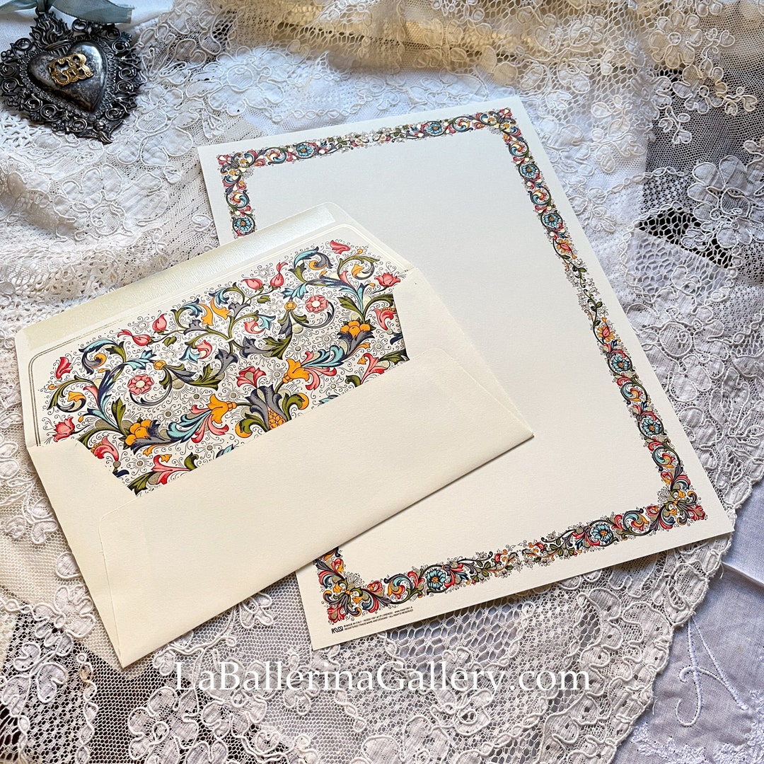 Italian Letter Paper Sheets and Envelopes 10 Red Green Wreath ...