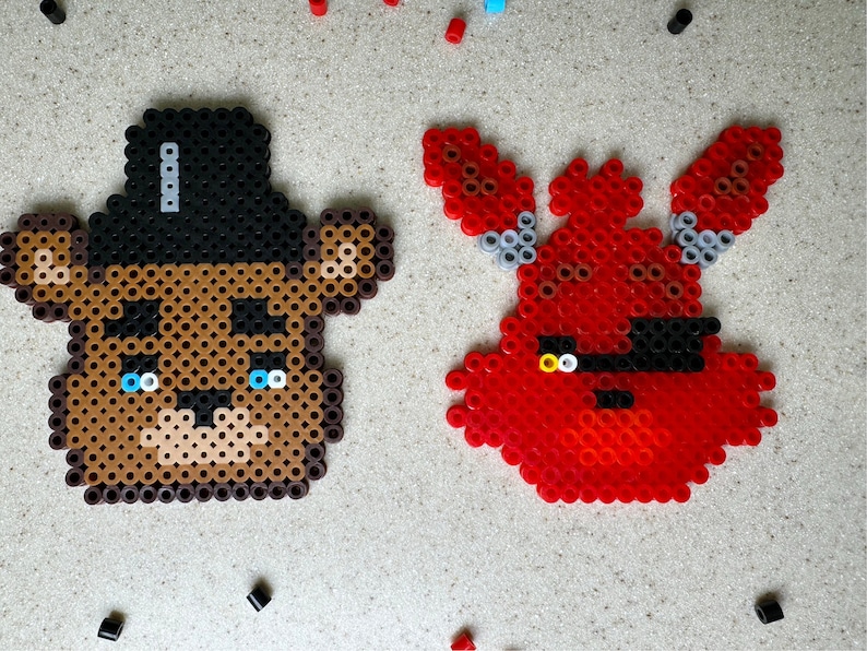 Perler Bead FNAF five Nights at Freddys Characters, Freddy & Foxy ...