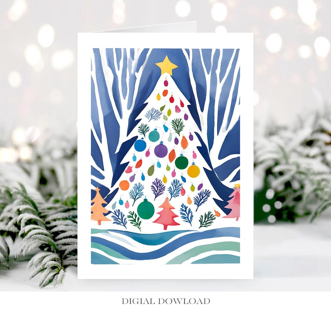 Christmas Greetings Printable Cards, Digital Download Happy Holiday ...