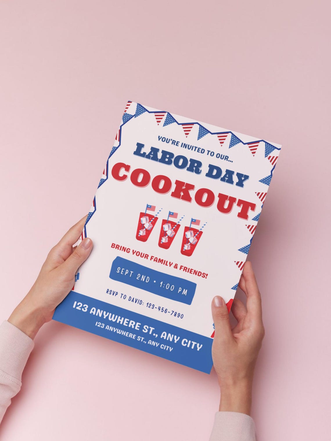 EDITABLE Labor Day Cookout BBQ Sign Canva Template Simple Easy ...