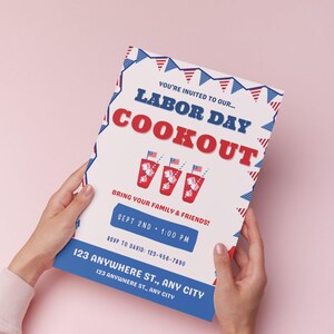 EDITABLE Labor Day Cookout BBQ Sign | Canva Template | Simple Easy ...