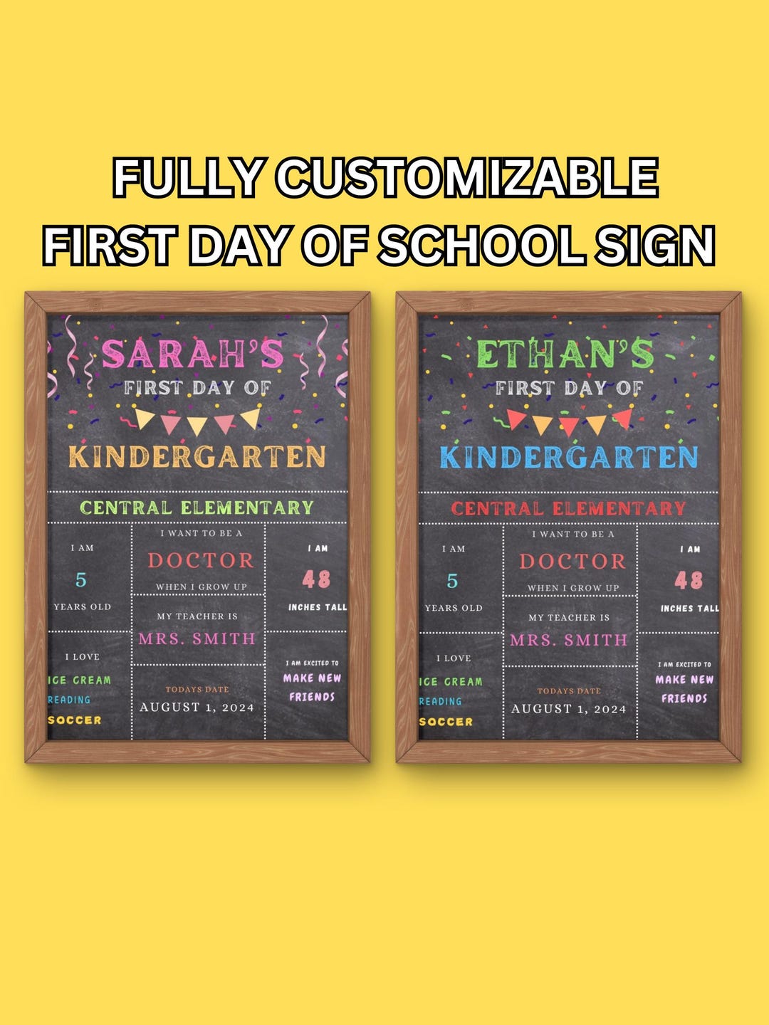 FULLY CUSTOMIZABLE Back to School Sign | Chalkboard Editable Instant ...