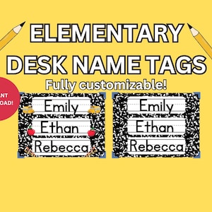 Fully Customizable Classroom Desk Name Tags, Elementary Student Labels ...