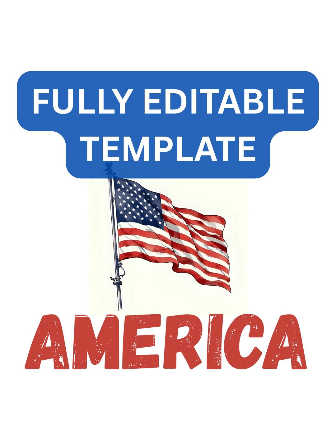 EDITABLE American Flag Canva File | Fourth of July | for Clothes, Cards ...
