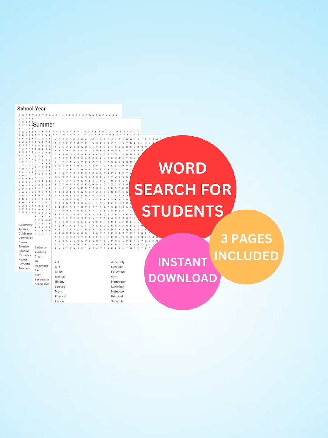 Word Search for Students | Middle and High School | Printable - Etsy