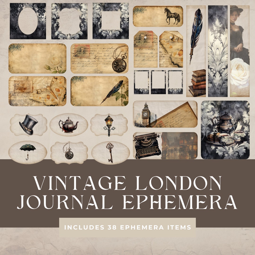 Vintage London, Victorian Style London Themed Ephemera Pack of 38 Items ...