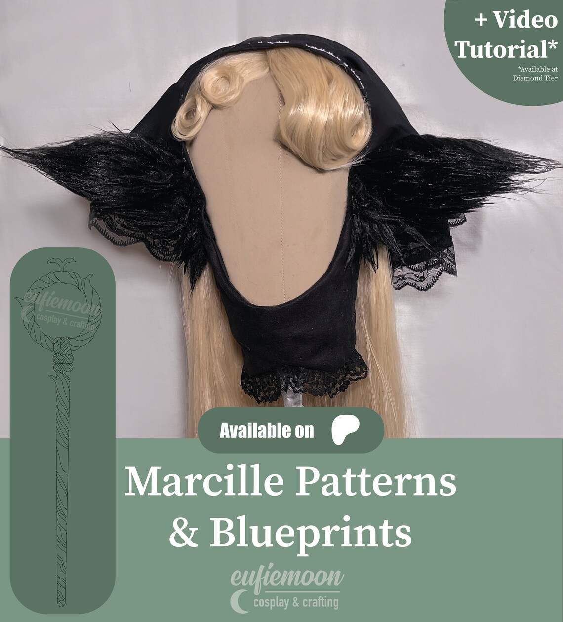 Marcille Dark Mage Hood Pattern & Tutorial (dungeon Meshi, Delicious in ...