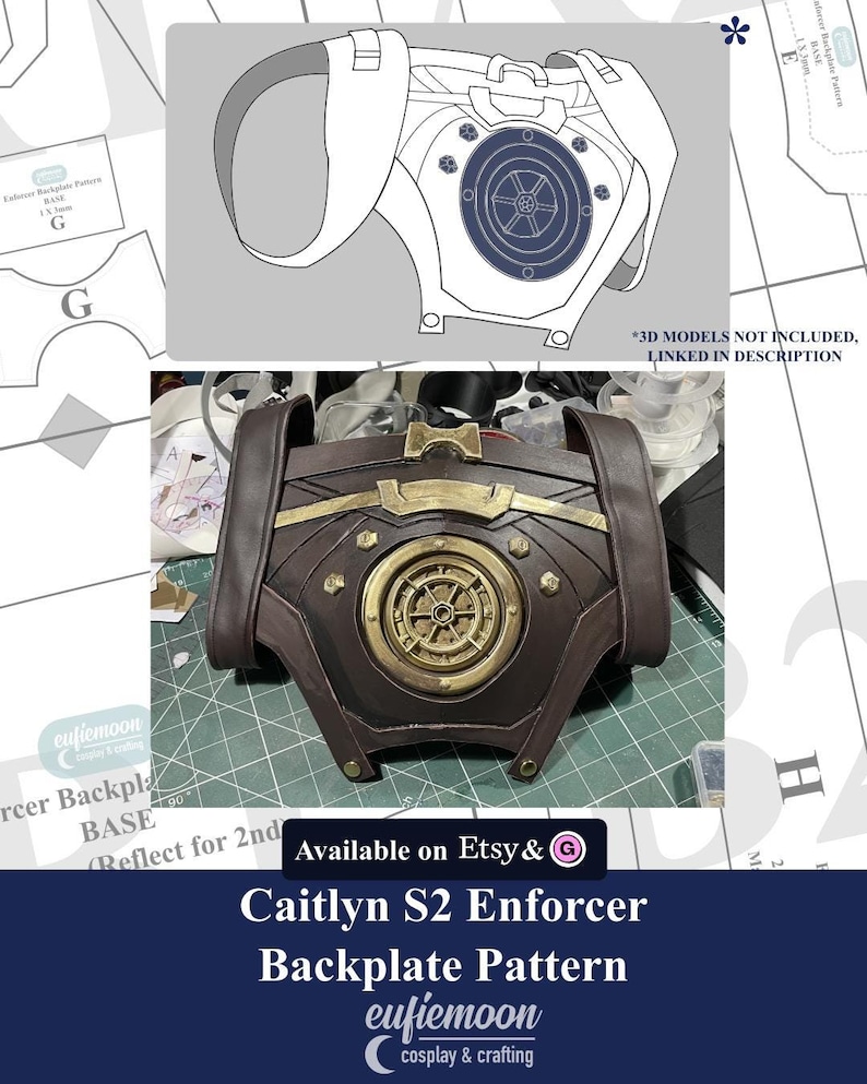 Arcane Season 2 Caitlyn Kiramman Enforcer Backplate Cosplay Pattern and ...