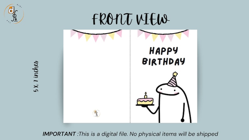 Flork Happy Birthday White Card Birthday Cards Greeting Card Printable ...