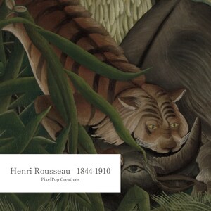 Henri Rousseau Jungle Fantasy Collection, Set of 8, Playful Surrealist ...