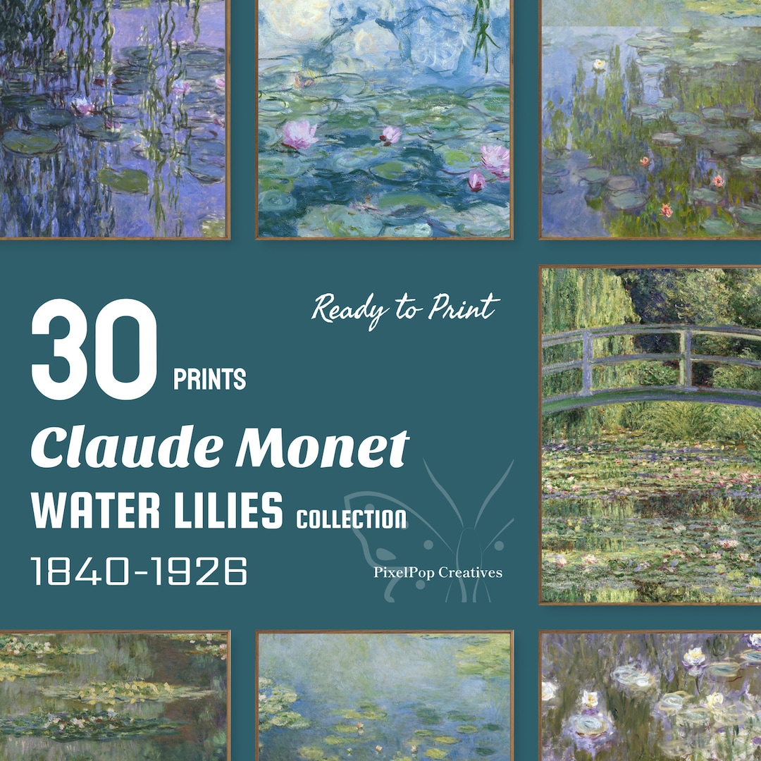 30 Claude Monet Water Lilies Prints, Eclectic Gallery Wall Set ...