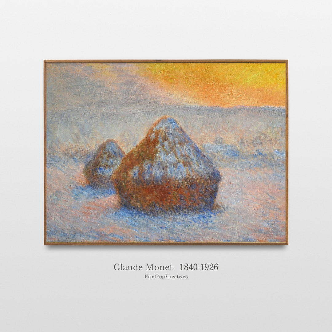 Claude Monet Grainstacks at Sunset Snow Effect 1891, Impressionist ...