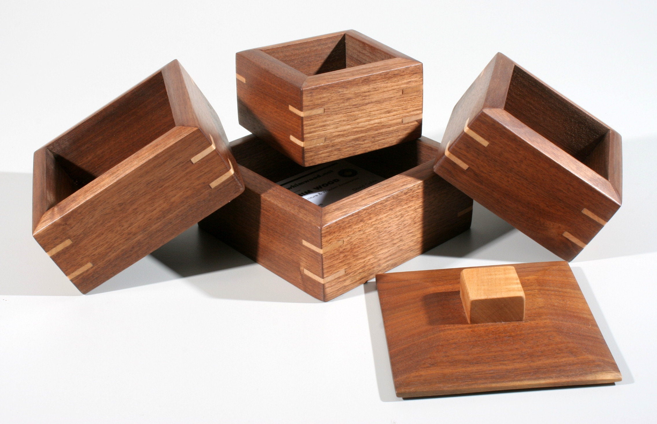 Hand Crafted Walnut Pagoda Box: Stacking Wood Keepsake - Etsy