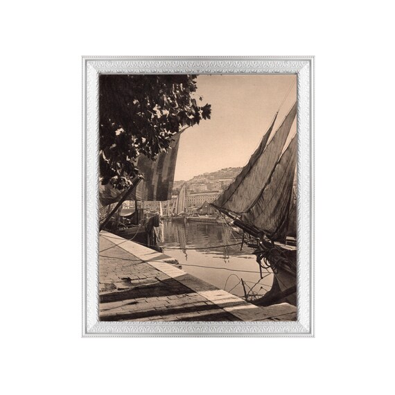 Vintage Harbor Print Italy Printable Italian Wall Art | Etsy