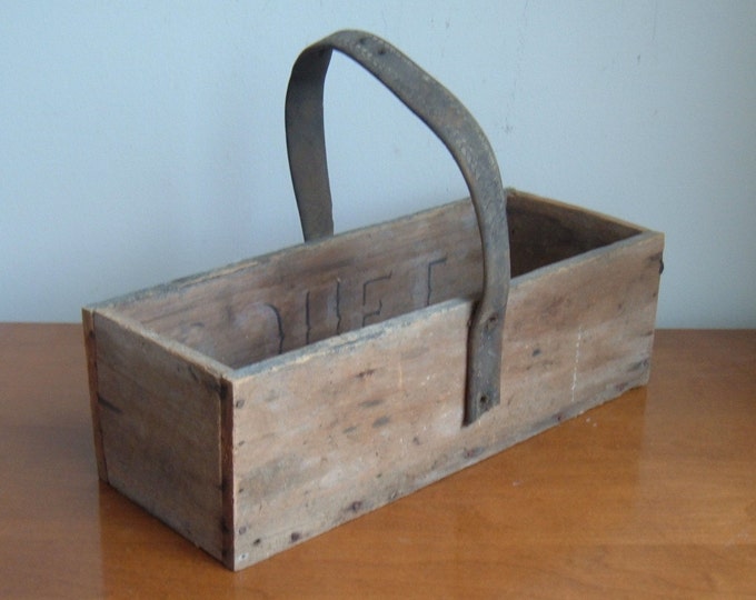 Primitive Wood Box With Leather Handle - Etsy