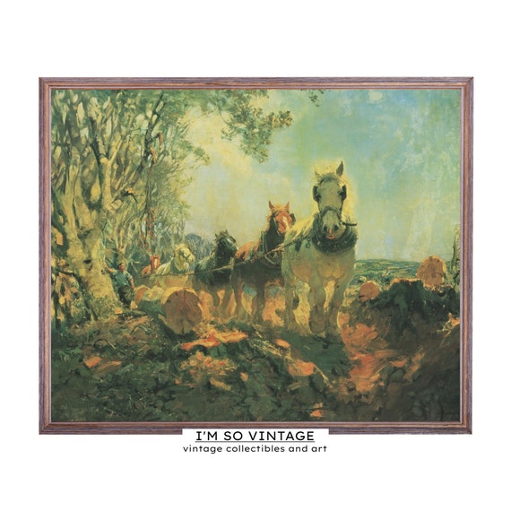 Farmhouse Horse Print Equestrian Painting Workhorse Art - Etsy