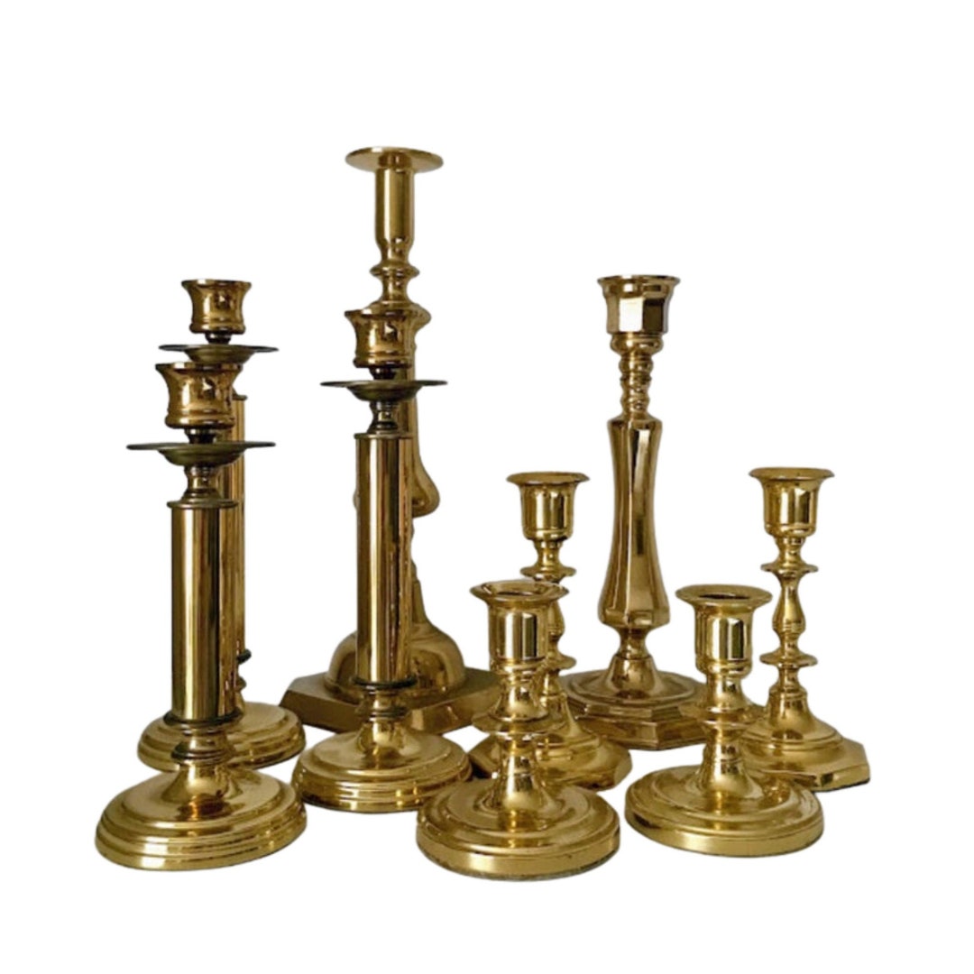 Nine Vintage Heavy Brass Candlesticks Assortment - Etsy