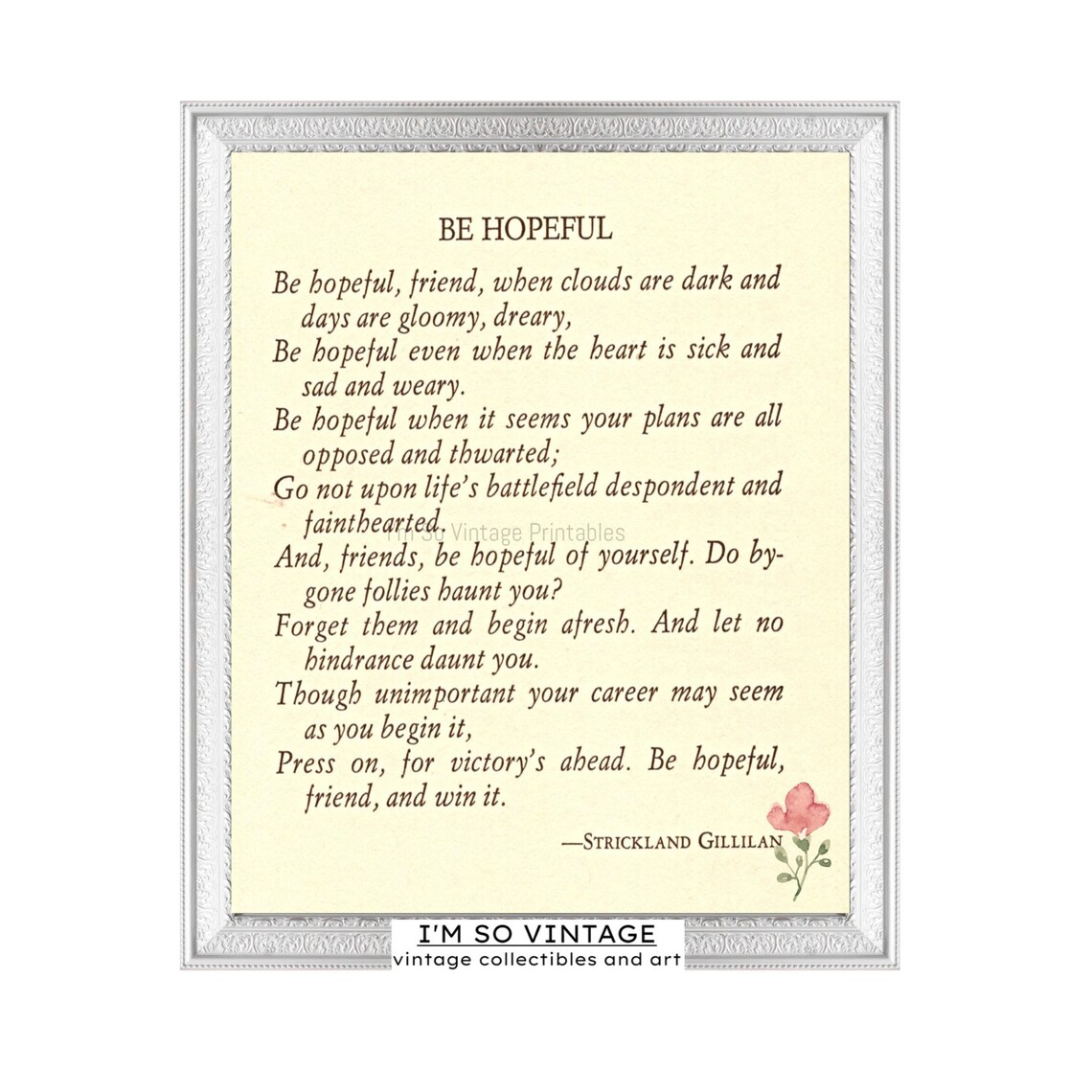 Vintage Be Hopeful Poem Poetry Print Inspirational Quote - Etsy